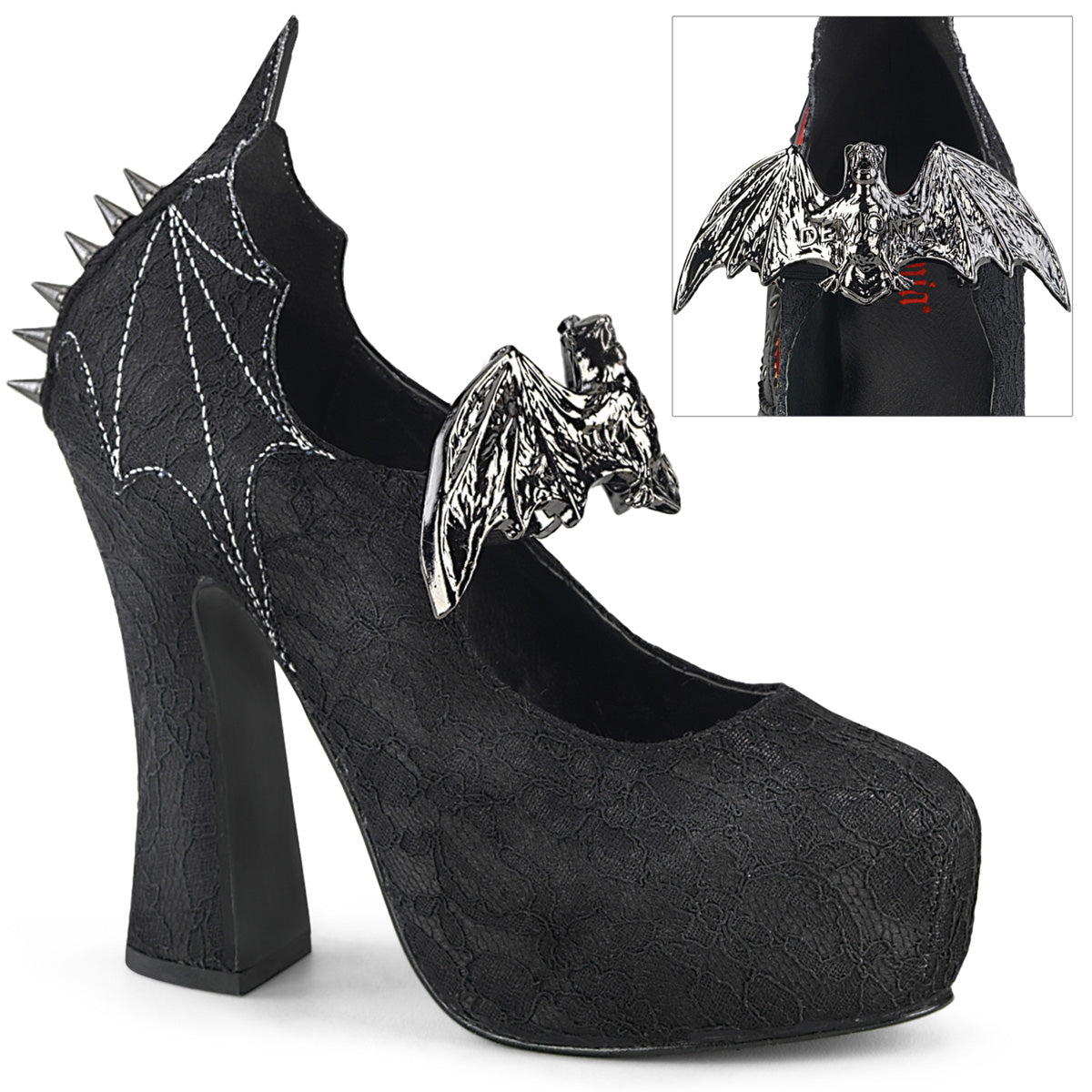 Demonia Demon-18 Platform Heels Satin Lace | OtherWorld Shoes