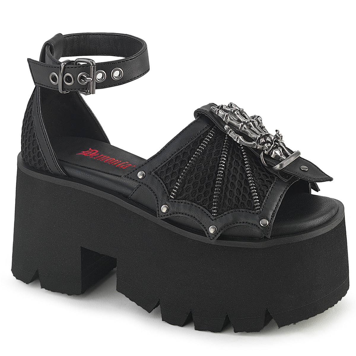 Demonia Ashes-11 – Gothic Platform Sandals with Batwing & Skeleton ...