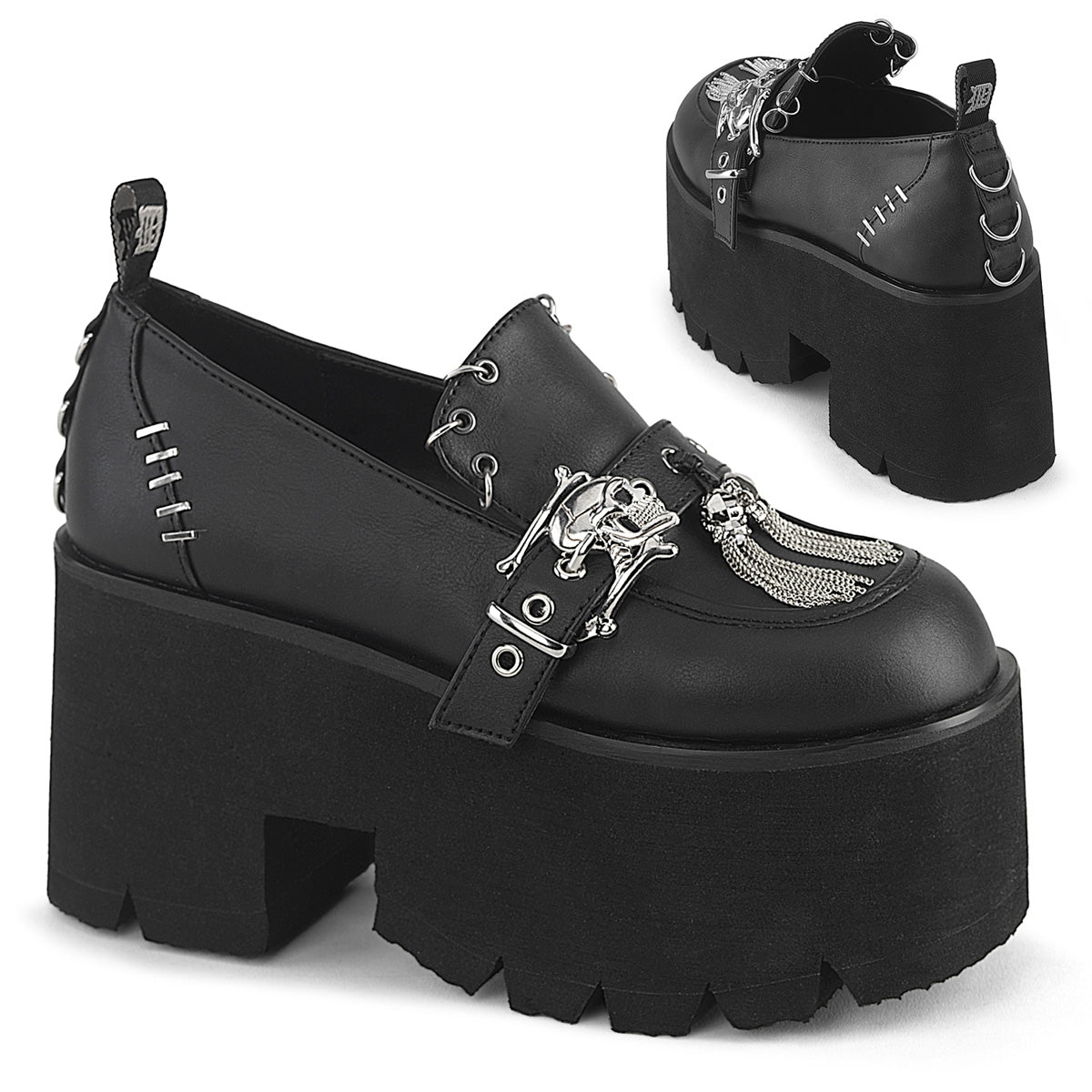 Demonia Ashes-38 Chuny Heel Platform Goth Punk Loafers | OtherWorld Shoes