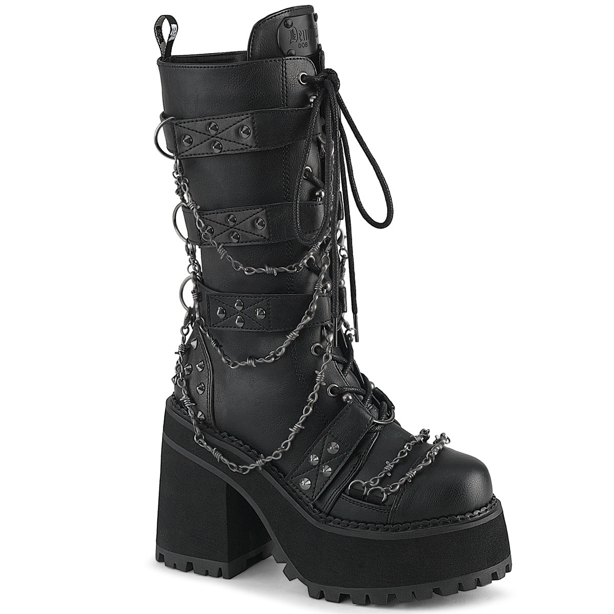 Demonia Assault-117 Block Heel Combat Boots | OtherWorld Shoes