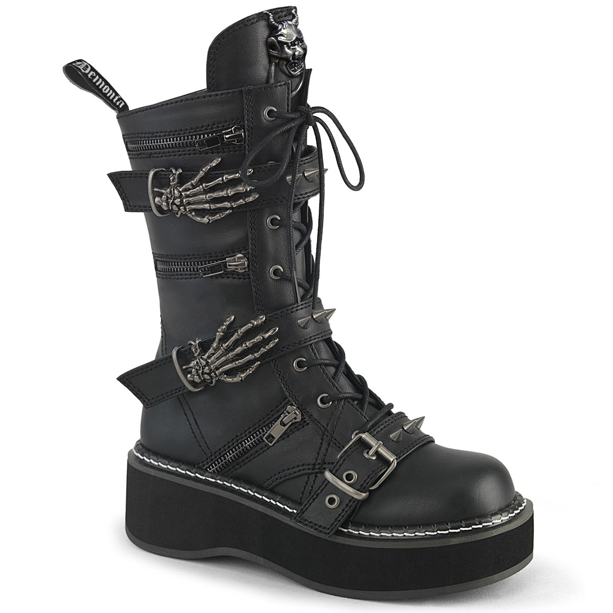 Demonia Emily-82 Goth Punk Skeleton Hands Platform Boots | OtherWorld Shoes