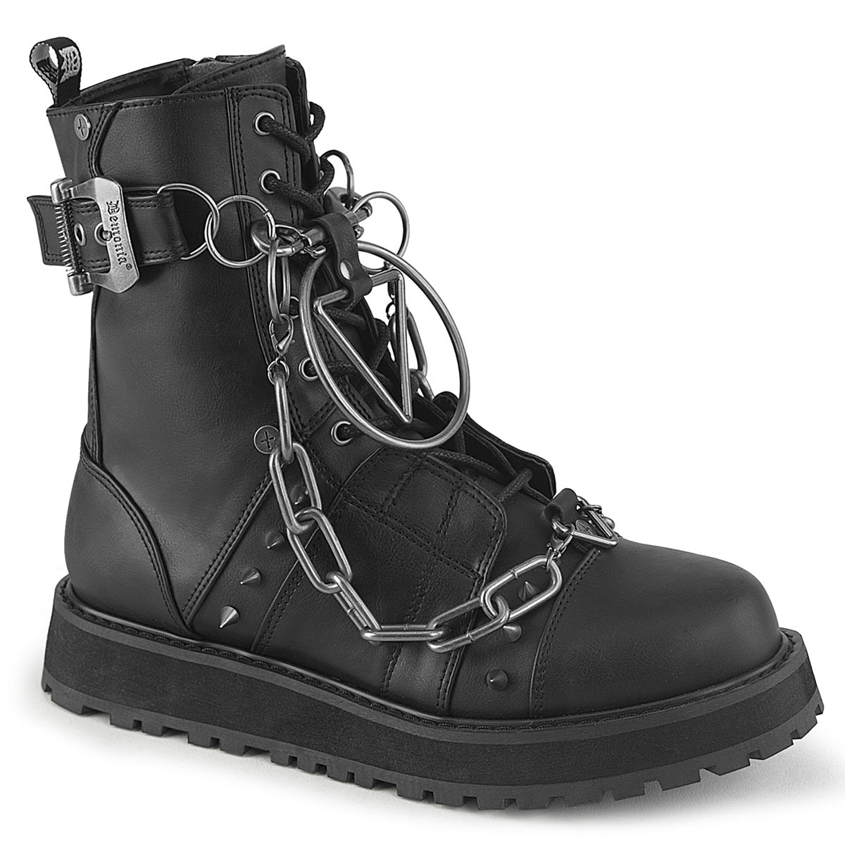 Demonia Valor-204 Men's Punk Combat Boots with Spikes and Chains ...