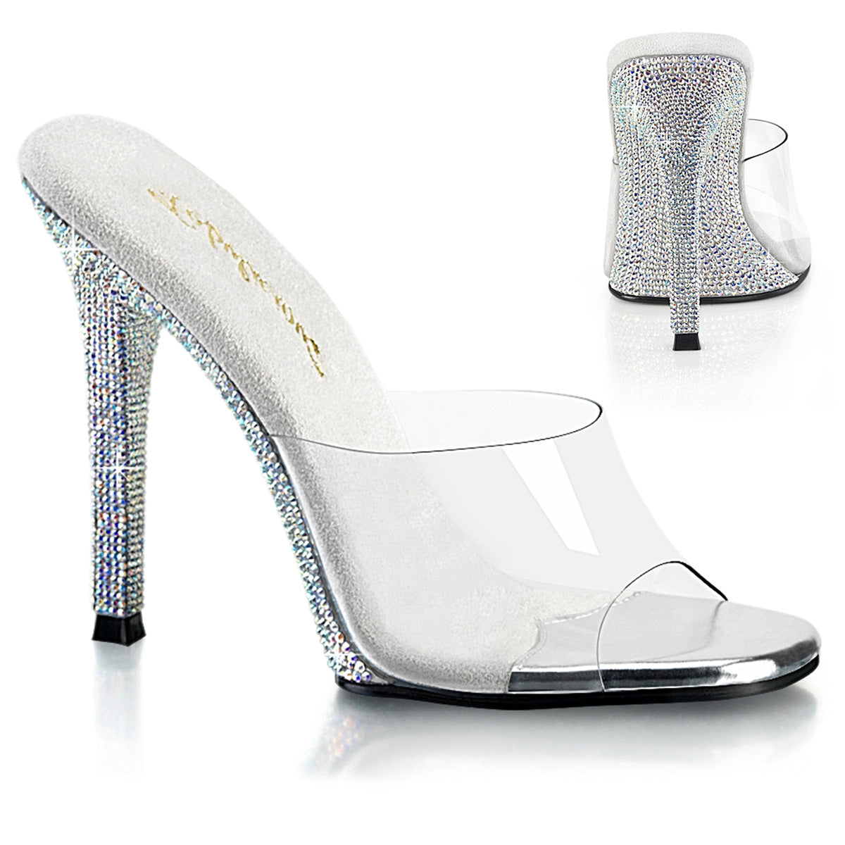 Fabulicious Gala-01DM Rhinestone Slides Sandals | OtherWorld Shoes