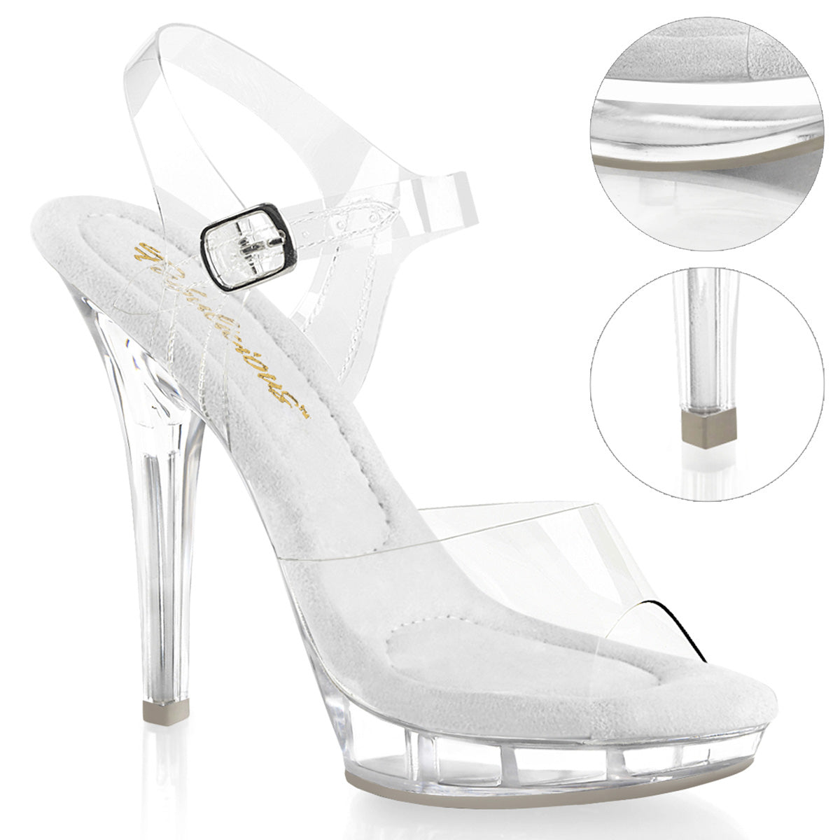 Fabulicious Lip-108 Clear Sandals - Light Gray Sole | OtherWorld Shoes