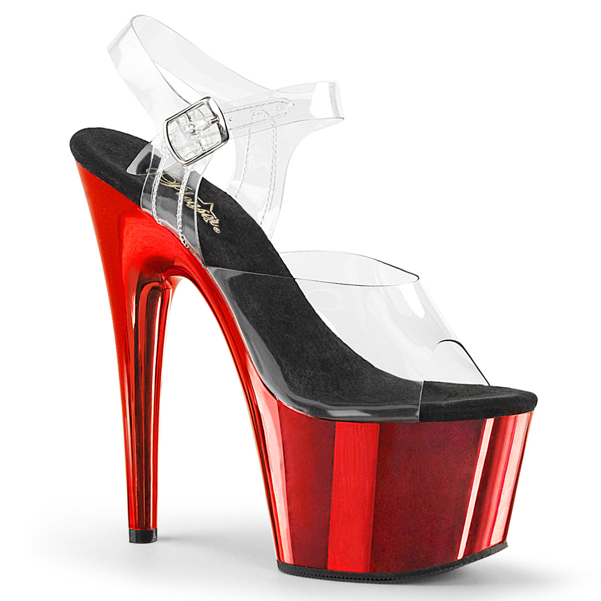 Pleaser ADORE-708 Red Chrome 7-Inch Heel Platform Sandals for Pole ...