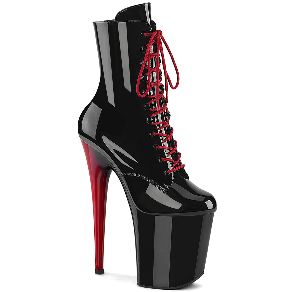 Pleaser Flamingo-1020 Two Tones Black Red Pole Dancing Boots ...