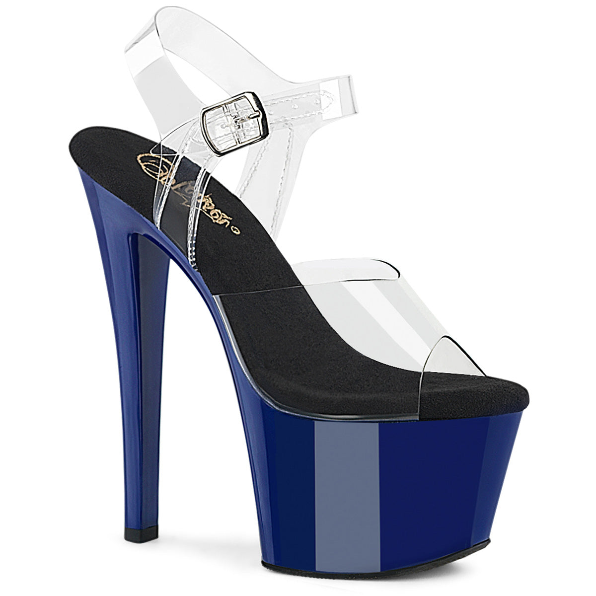 Pleaser Sky-308 Blue Chrome Platform Sandals – 8-Inc Heels for ...