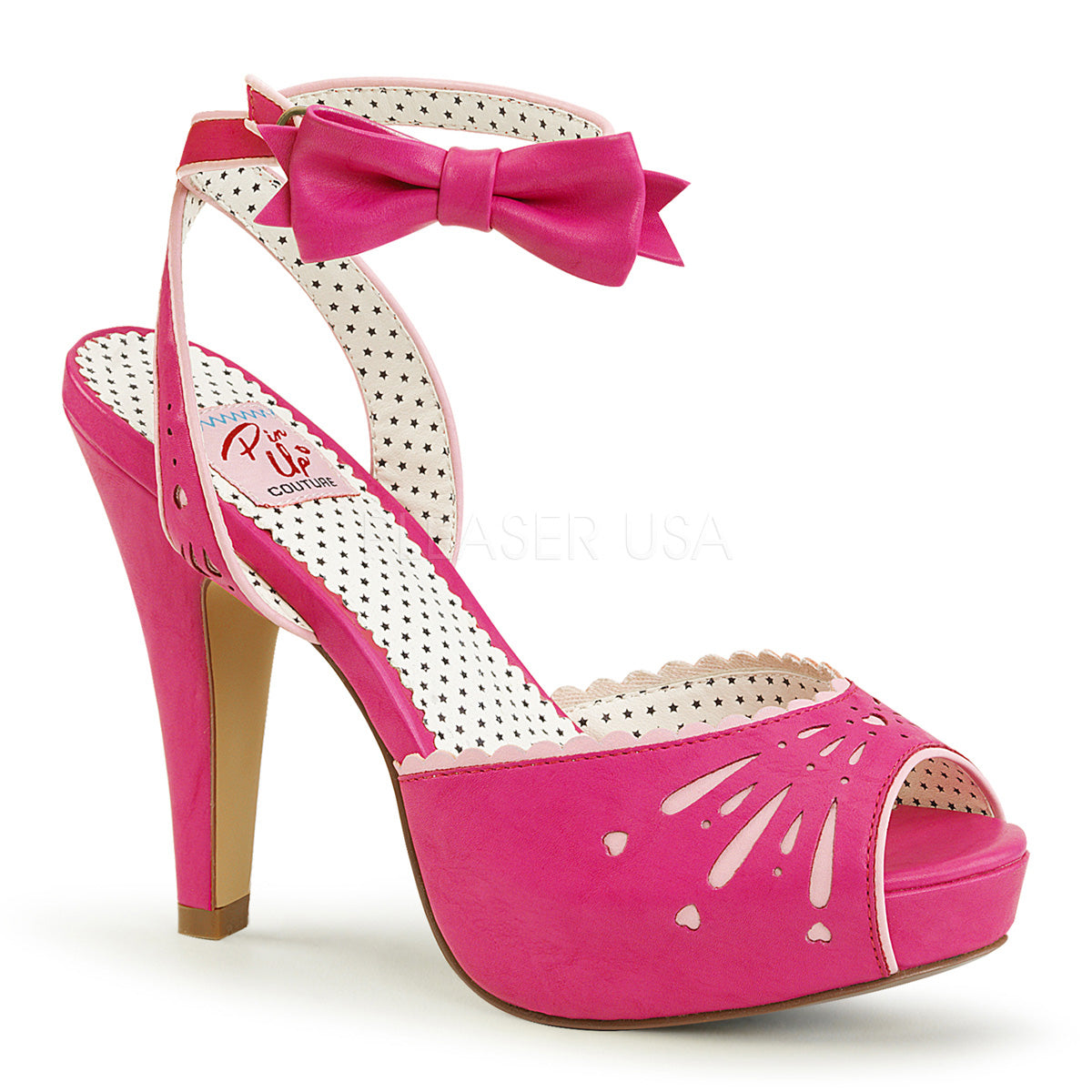 Pin Up Bettie-01 Pink Peep Toe Sandals | OtherWorld Shoes