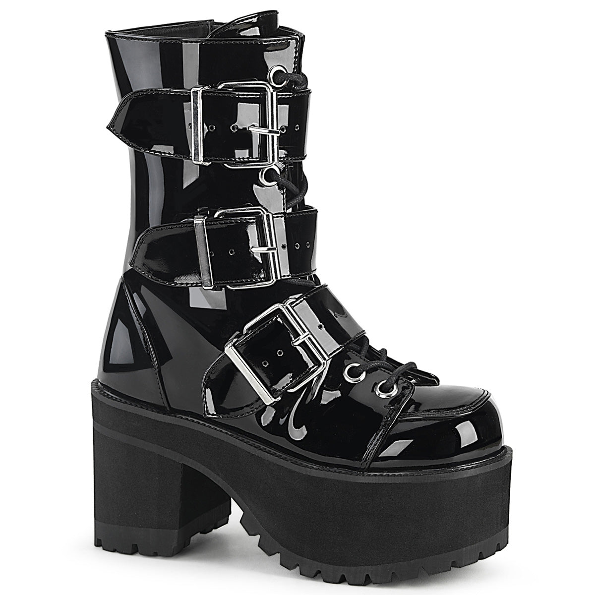 Demonia Ranger-308 Triple Buckle Ranger Platform Boots Black PA ...