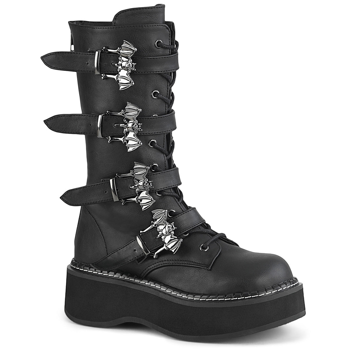 Demonia Emily-322 Black Bat Girl Platform Boots | OtherWorld Shoes