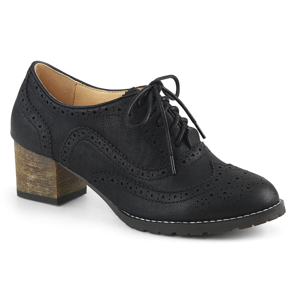 Pin Up Couture Russell-34 Black Wingtip Shoes | OtherWorld Shoes